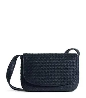 Bottega Veneta Leather Veneto Messenger Bag - Blue