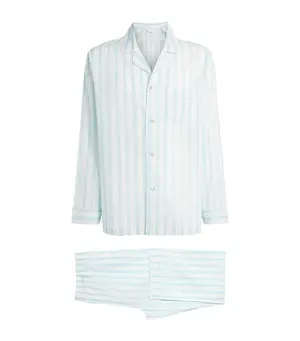 Derek Rose Cotton Amalfi Pyjama Set - Blue