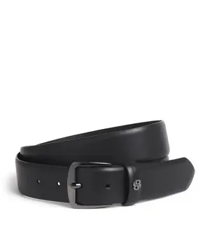 BOSS Leather Logo Belt - Black