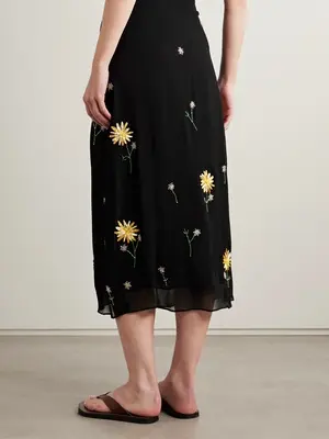 Staud Angela Floral Beaded Skirt