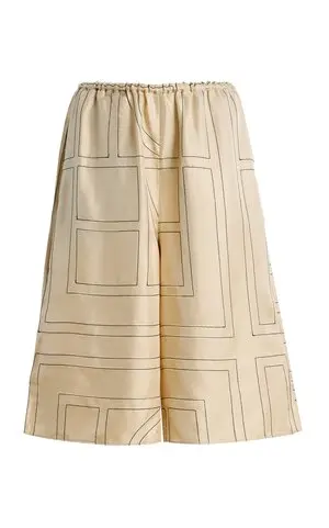 TOTEME Monogram Silk Pajama Culottes - Ivory