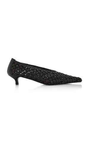 TOTEME Woven Leather Kitten Heel Pumps - Brown