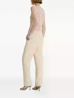 Alberta Ferretti Lace Trim Sheer Polka Dot Top