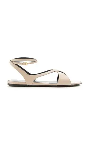 Khaite Liria Glazed Calf Leather Ankle Strap Sandals - White