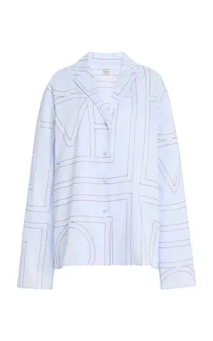 TOTEME Monogrammed Cotton-blend Pajama Top - Blue