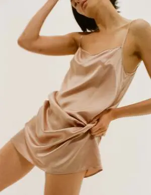 Araks Toulouse Silk Charmeuse Slip Dress - Black