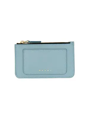 Marni Saffiano Leather Card Case - Azure
