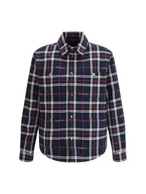 Gucci Padded Tartan Cotton Jacquard Shirt - Blue
