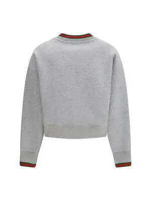 Gucci Cotton Jersey Sweatshirt With Web Trim - Gray