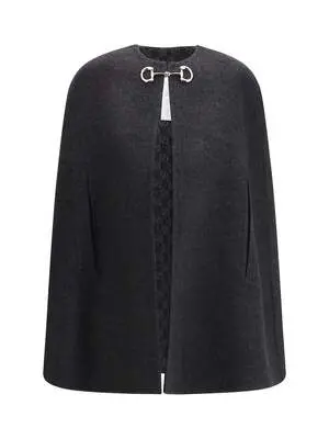 Gucci Wool-blend Cape With Horsebit Detail - Gray