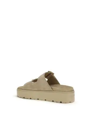 Prada Suede Platform Sandals With Buckle Detail