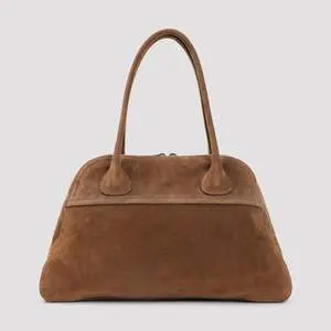 Miu Miu Vivant Suede Leather Bowling Style Bag With Padlock Detail - Brown