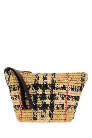 Burberry Embroidered Raffia Beauty Case - Multicolor
