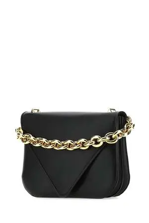 Bottega Veneta Leather Shoulder Bag With Gold Tone Chain