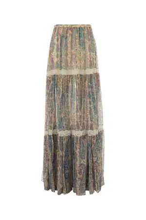 Etro Printed Crepe Tiered Maxi Skirt - Multicolor