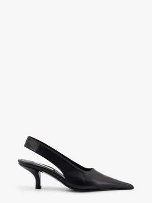 TOTEME Leather Decollete Slingbacks - Black