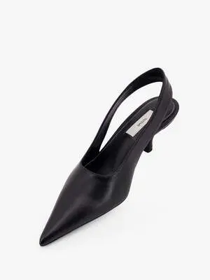 TOTEME Leather Decollete Slingbacks - Black
