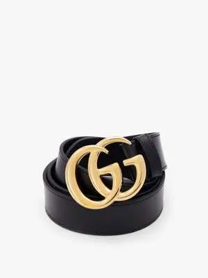 Gucci Leather Belt With Gg Logo Buckle