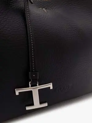 TOD'S Leather Shoulder Bag With Monogram Charm - Multicolor