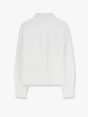 Celine Cropped Denim Shirt With Embroidered Logo
