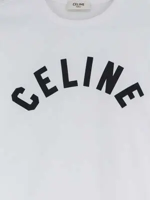 Celine Cotton T-shirt With Front Lettering Logo Print