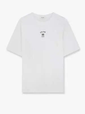 Celine Cotton Blend T-shirt With Front Logo Print - Multicolor