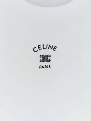 Celine Cotton Blend T-shirt With Front Logo Print