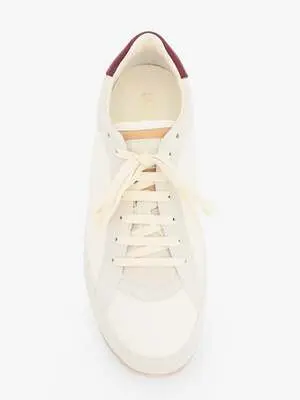 Brunello Cucinelli White Leather & Suede Lace-up Sneakers
