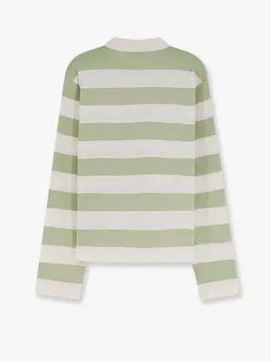 Miu Miu Striped Cotton Long Sleeve Polo Shirt