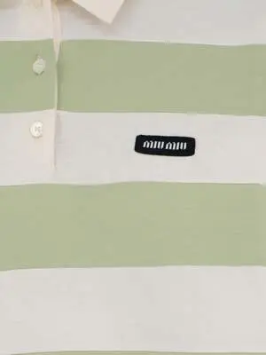 Miu Miu Striped Cotton Long Sleeve Polo Shirt