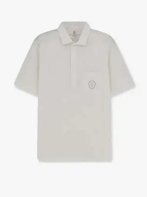 Brunello Cucinelli Virgin Wool Polo Shirt With Front Logo Patch - Multicolor