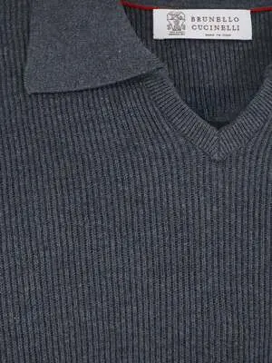 Brunello Cucinelli Cotton Polo Shirt With Ribbed Knit