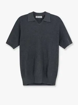 Brunello Cucinelli Cotton Polo Shirt With Ribbed Knit - Multicolor