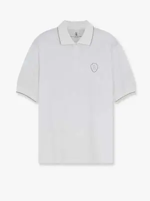 Brunello Cucinelli Technical Fabric Polo Shirt With Embroidered Logo On The Front - Multicolor