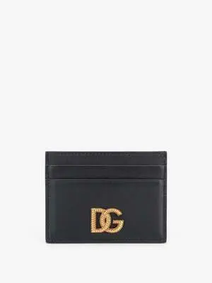 Dolce & Gabbana Leather Card Holder With Metal Dg Logo - Multicolor