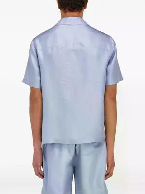FERRAGAMO Gancini-jacquard Short-sleeve Shirt - Blue