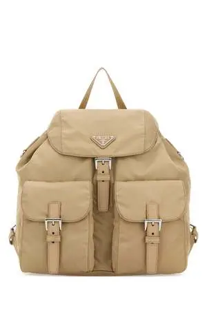 Prada Sand Canvas Backpack - Brown