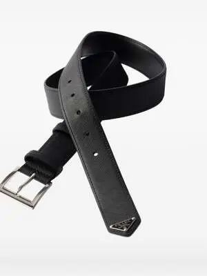 Prada Saffiano Leather Belt With Silver-tone Buckle