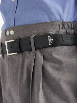 Prada Saffiano Leather Belt With Silver-tone Buckle