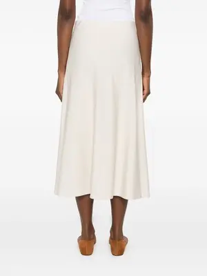 Brunello Cucinelli Wool Blend A-line Midi Skirt - Beige