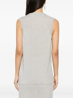 TOM FORD Sleeveless Crewneck Sequin Knit Top - Multicolor