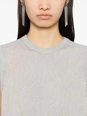 TOM FORD Sleeveless Crewneck Sequin Knit Top - Multicolor