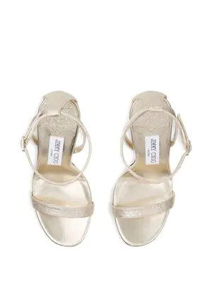 JIMMY CHOO Moza Metallic Leather High Heel Sandals - Silver