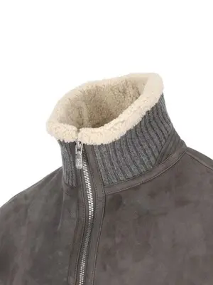 Brunello Cucinelli Shearling Leather Jacket - Grey