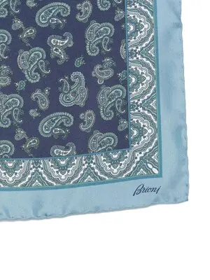 Brioni Printed Silk Pocket Square