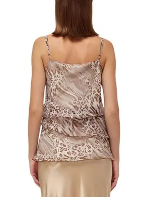 BLUGIRL Tiered Ruffle Animal Print Chiffon Camisole