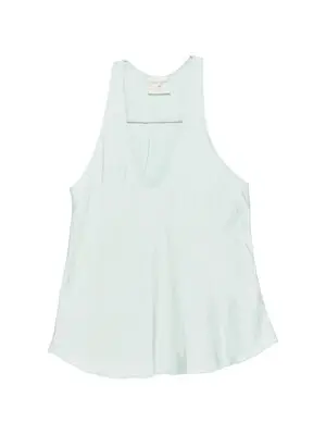 FORTE_FORTE Aqua Green V-neck Sleeveless Tank Top Made In Italy