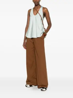 FORTE_FORTE Aqua Green V-neck Sleeveless Tank Top Made In Italy