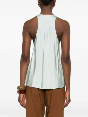 FORTE_FORTE Aqua Green V-neck Sleeveless Tank Top Made In Italy