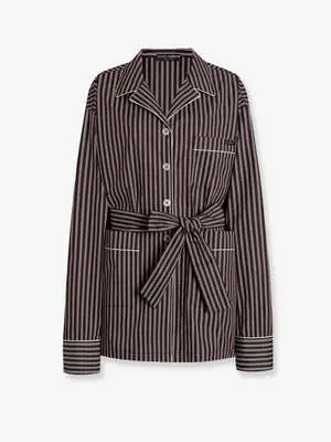 Dolce & Gabbana Vanity Pajama Shirt In Striped Poplin - Multicolor